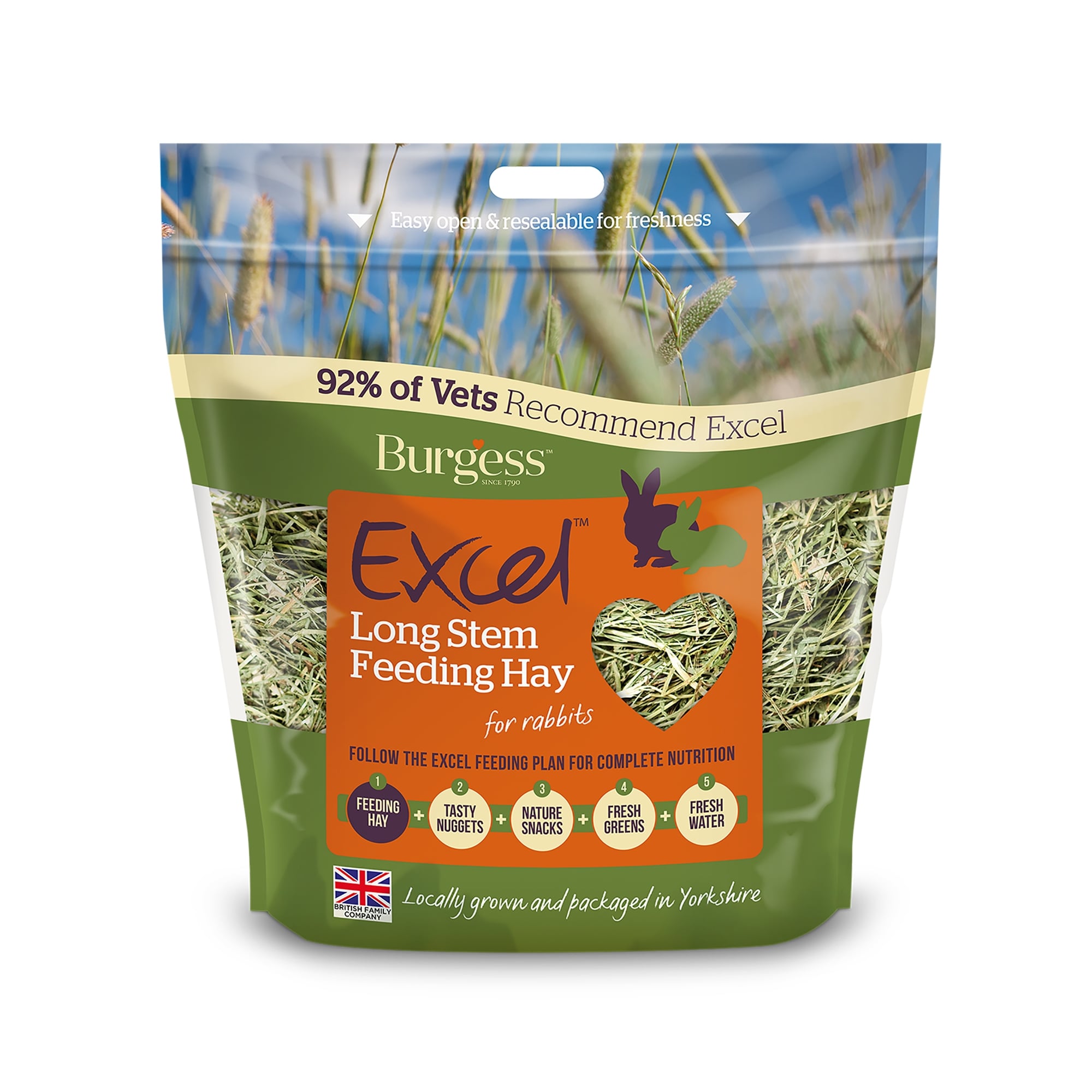 Burgess Excel Long Stem Feeding Hay For Rabbits 1kg | Feedem